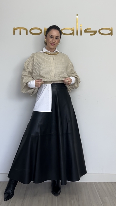 Saia Midi Pu Evasê Lia - Saia Midi Pu Evasê Lia