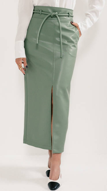 saia midi coluna pu - saia midi coluna pu